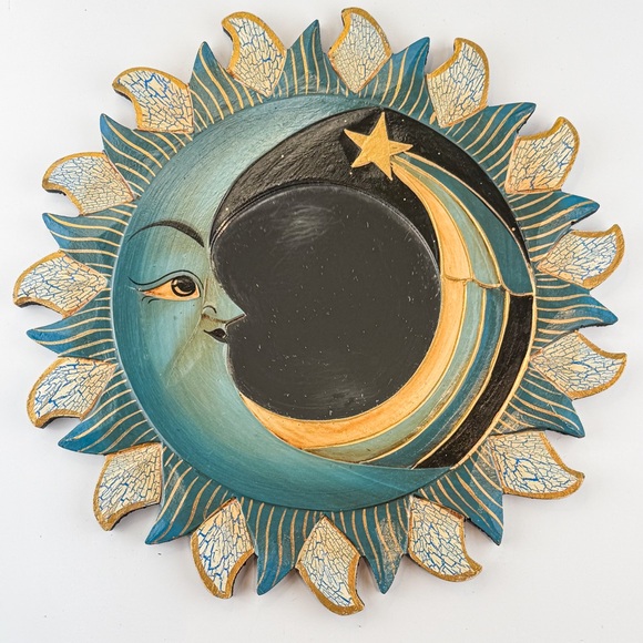 Vintage | Accents | Rare Vintage Whimsigoth Sun Moon Mirror Wall Art ...